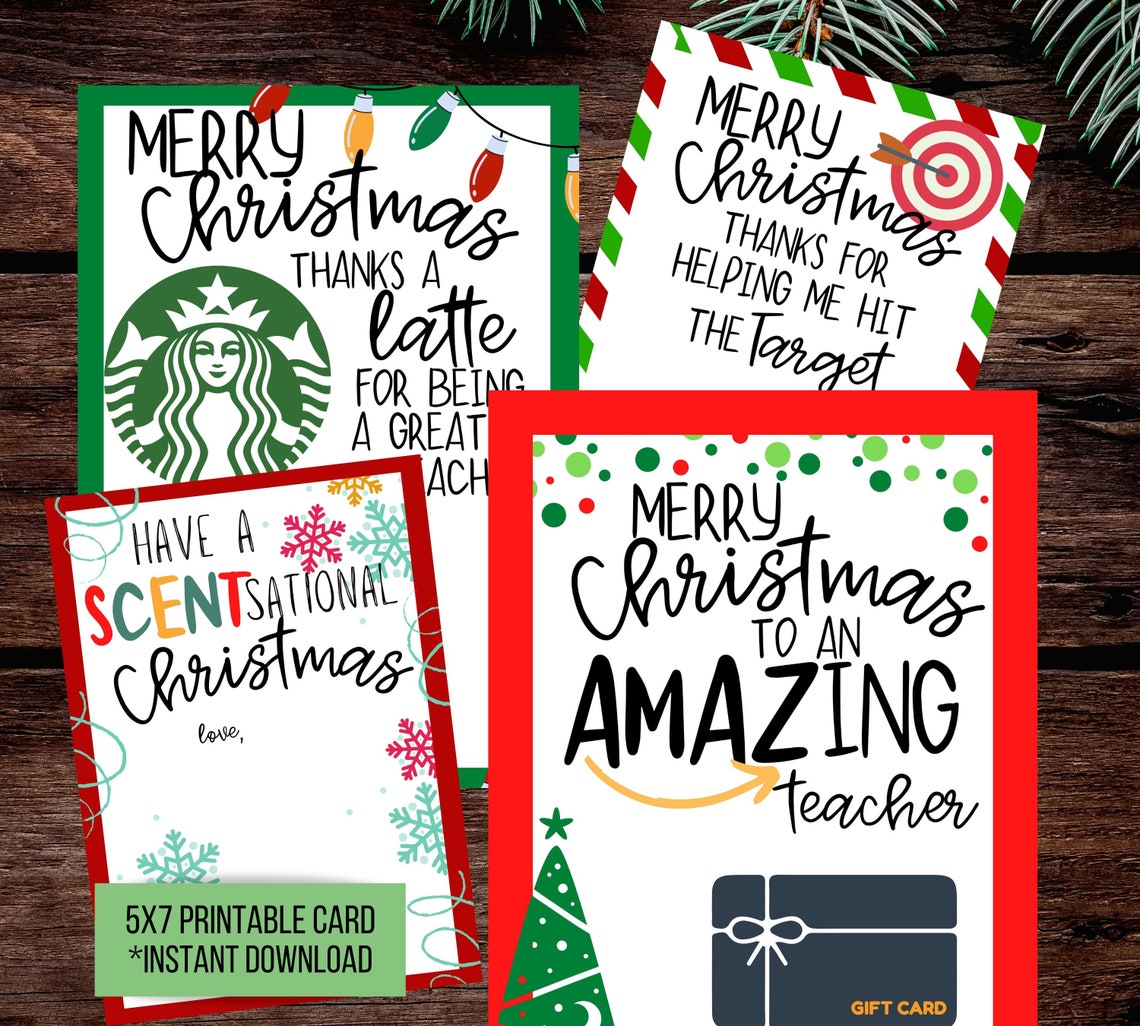 Printable Teacher Christmas Gift Card Holders - Etsy