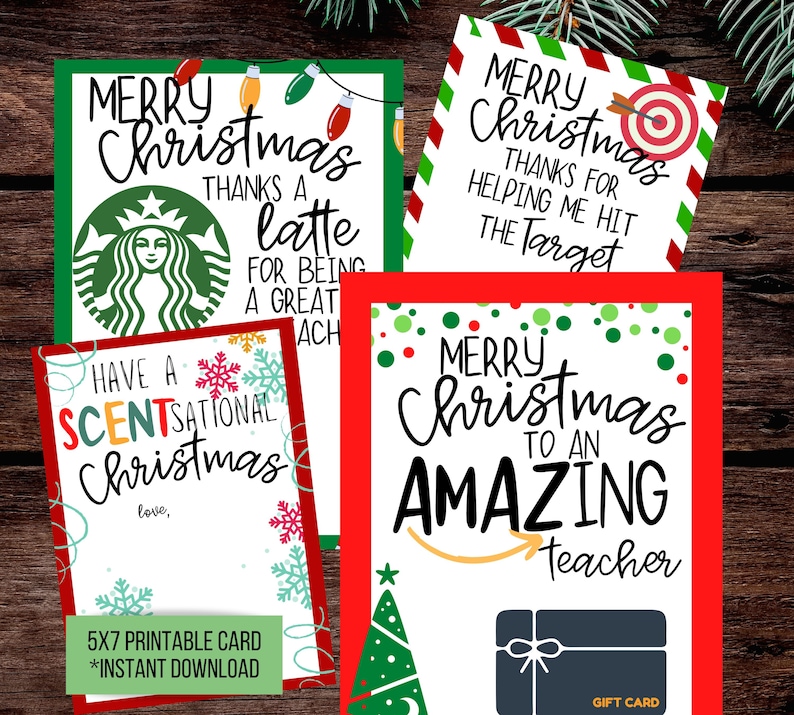 Printable Teacher Christmas Gift Card Holders - Etsy