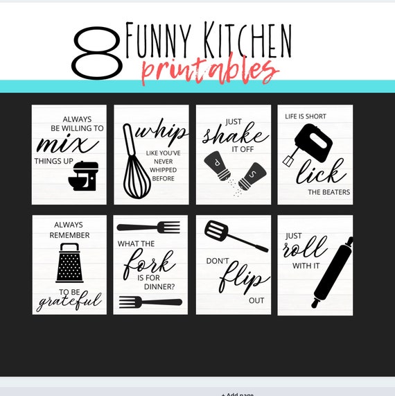 8 Funny Farmhouse Kitchen Printables | Etsy