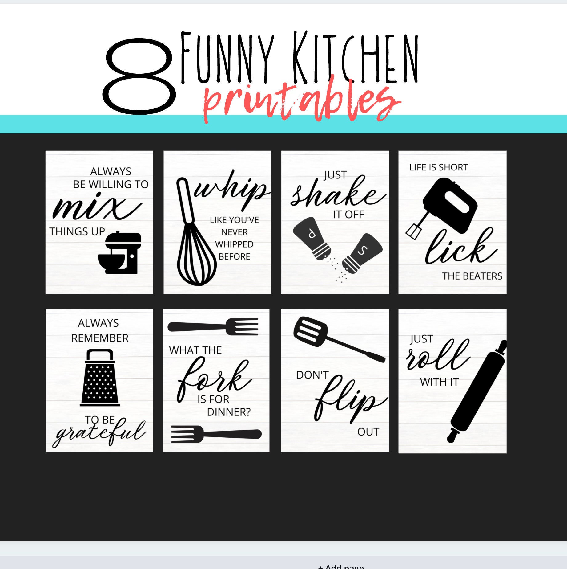 8 Funny Farmhouse Kitchen Printables - Etsy