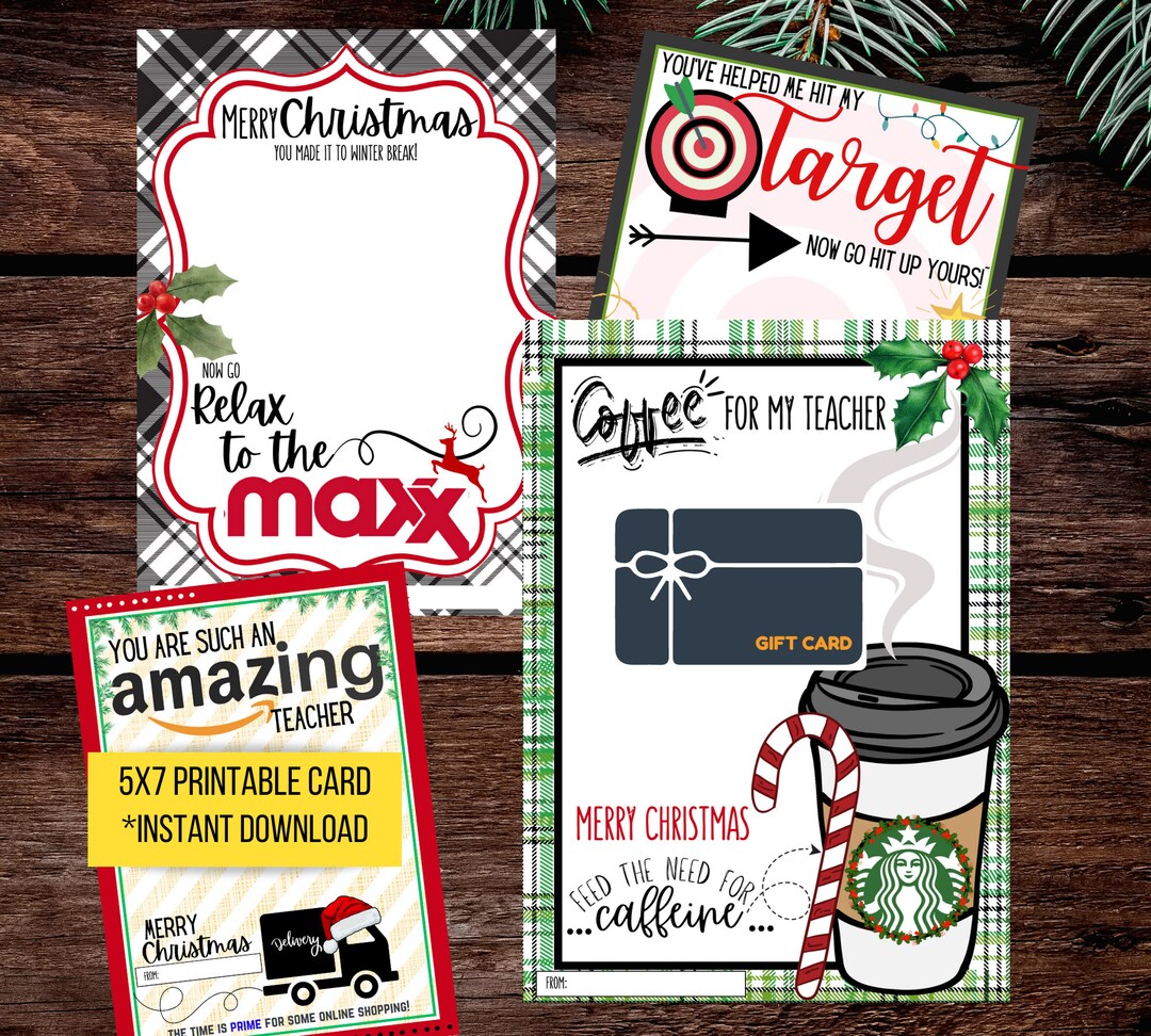 Printable Teacher Christmas Gift Card Holders - Etsy