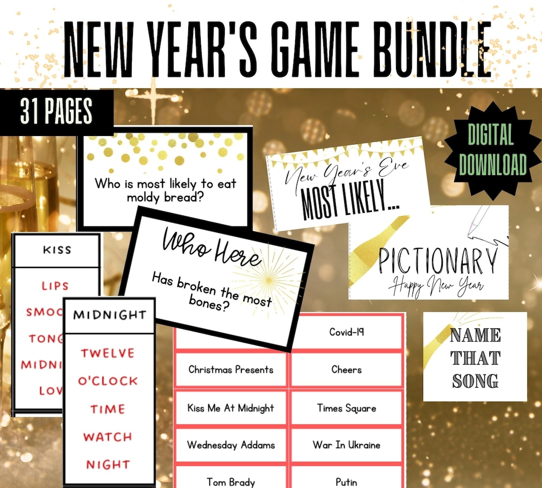 New Year's Eve Game Bundle, Party Games, Printable Games - Etsy