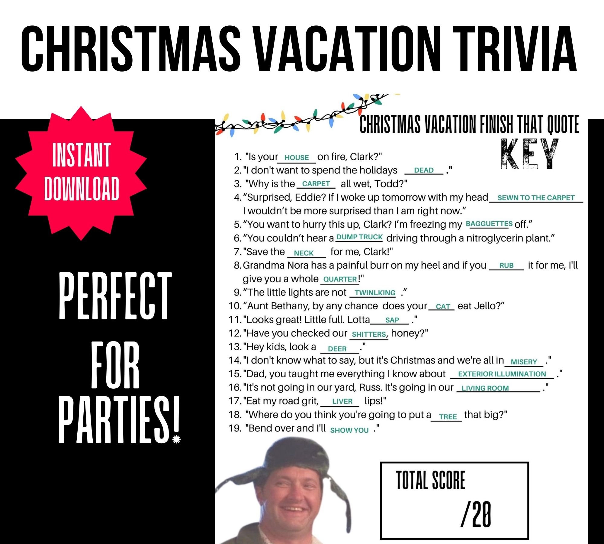 Christmas Vacation Trivia, Christmas Vacation Quotes, Christmas Game ...