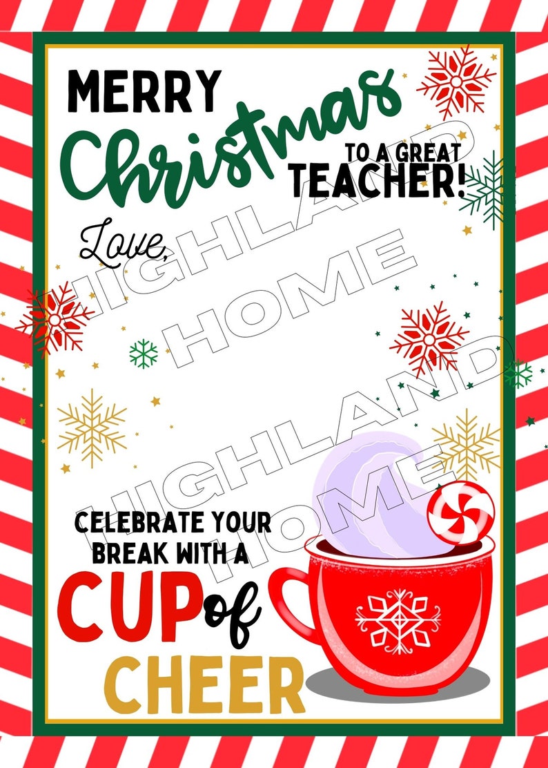 Printable Teacher Christmas Gift Card Holders|coffee Christmas Gift ...