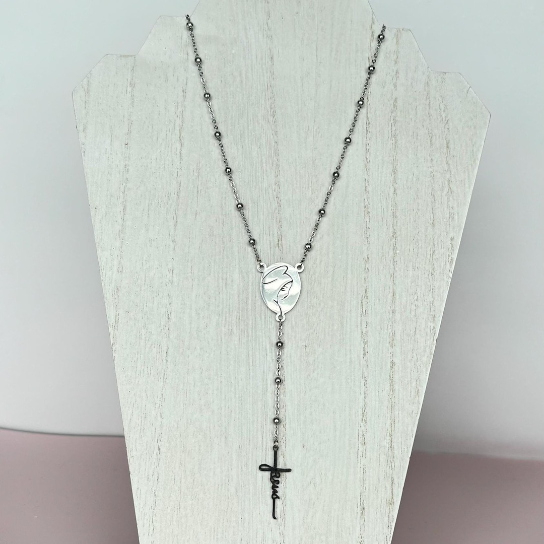 Stainless Steel Rosary Necklace for Men, Catholic Jewelry for Men, Gift ...