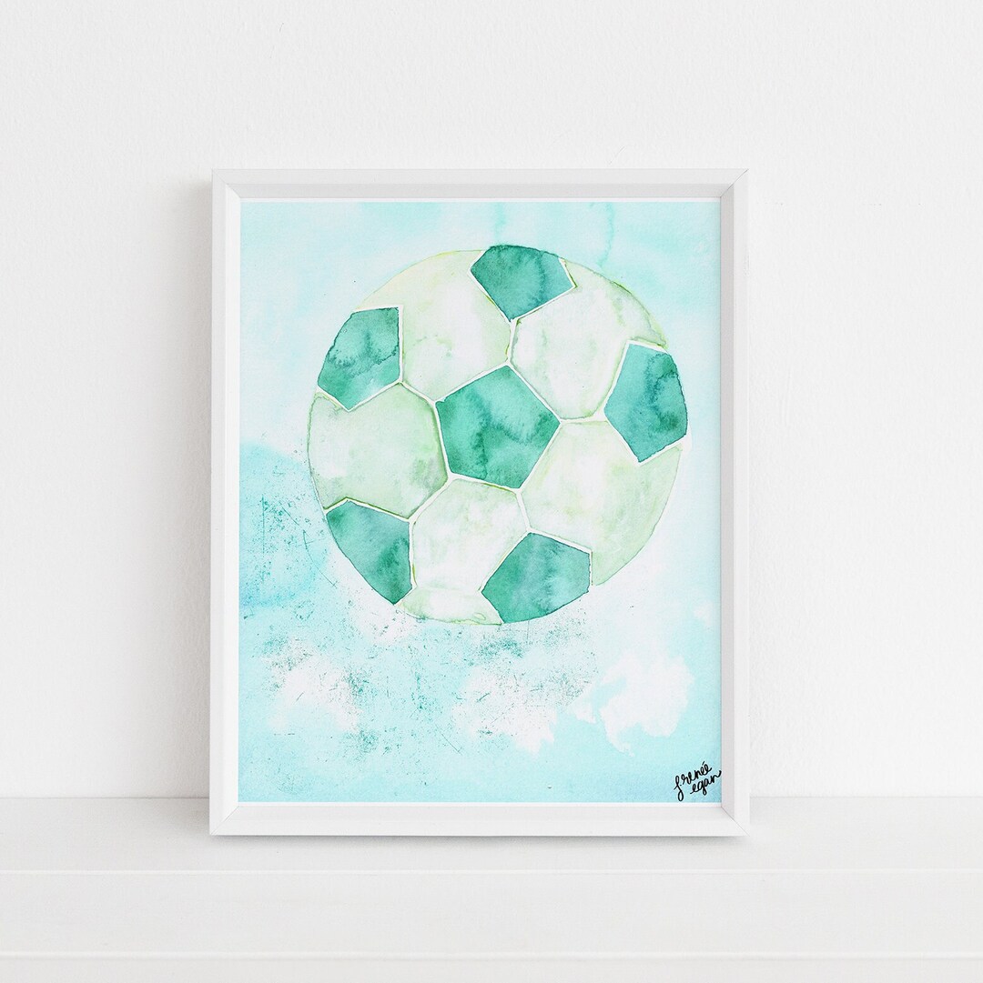 Hobby Collection Soccer Ball in Watercolor Girls Tween Teen Wall Art ...