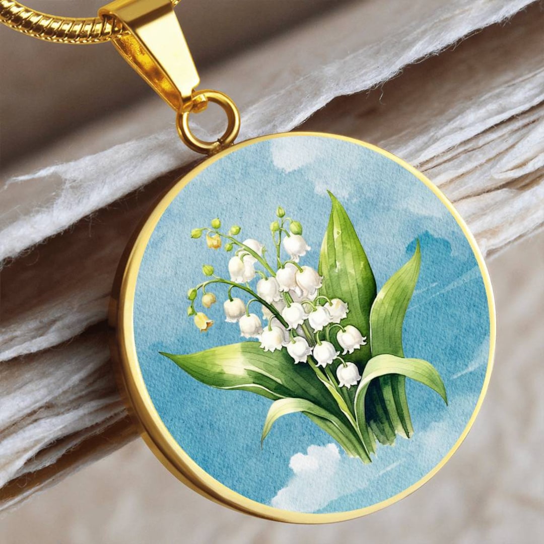 May Birth Flower Necklace, Lily of the Valley, Birth Month Flower ...