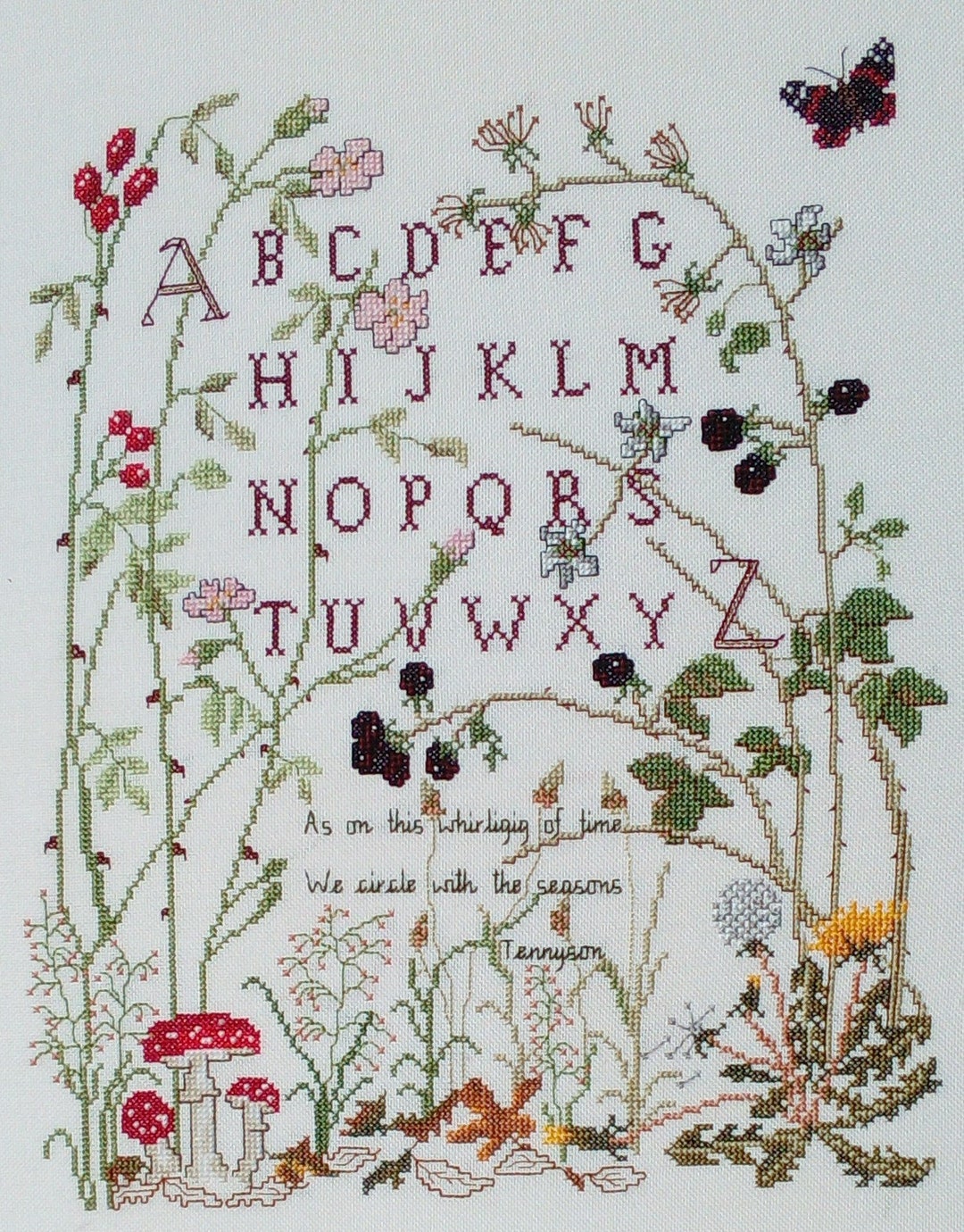 Hedgerow Cross Stitch Sampler: Tennyson Quote (PDF Pattern) - Etsy