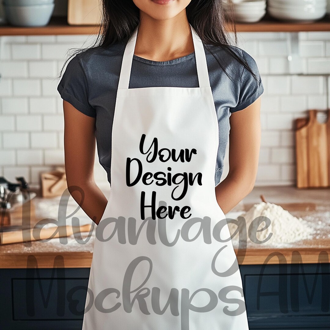 White Apron Mockup, Baking Apron, Cooking Apron, AOP Apron, All Over ...