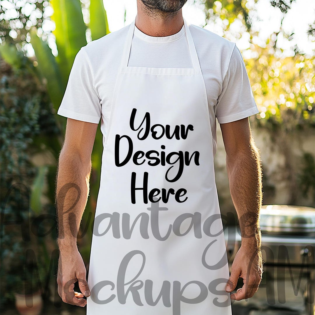 White Apron Mockup, Cooking Apron for Men, BBQ Apron, AOP Apron, All ...