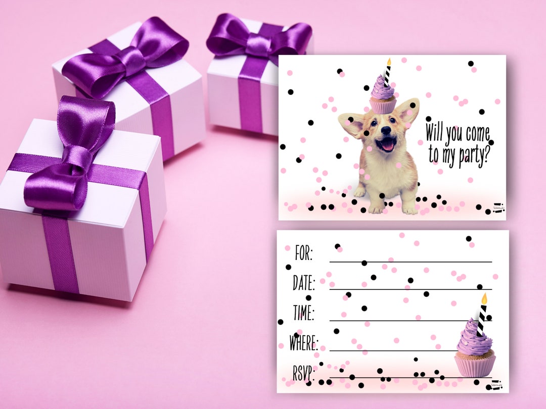 Corgi Birthday Card/invitation/template. Immediate Download. Send by ...