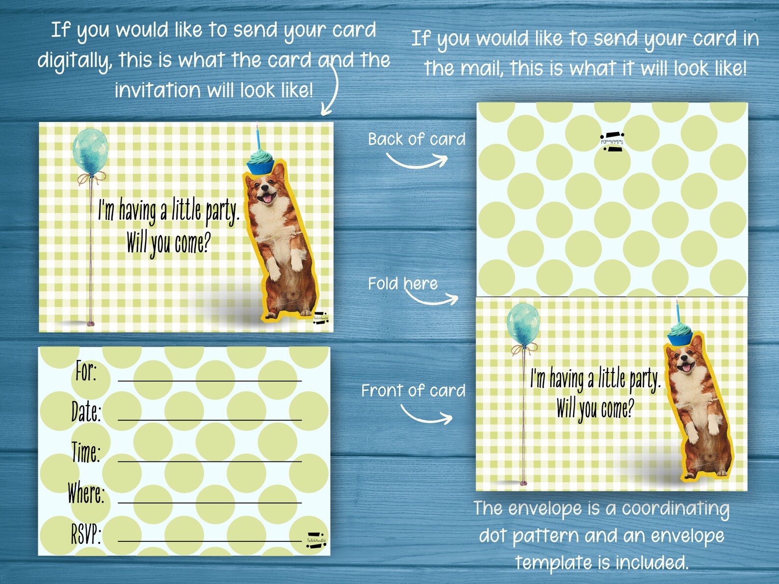 Corgi Birthday Invitation/template. Immediate Download. Send Digital/by ...