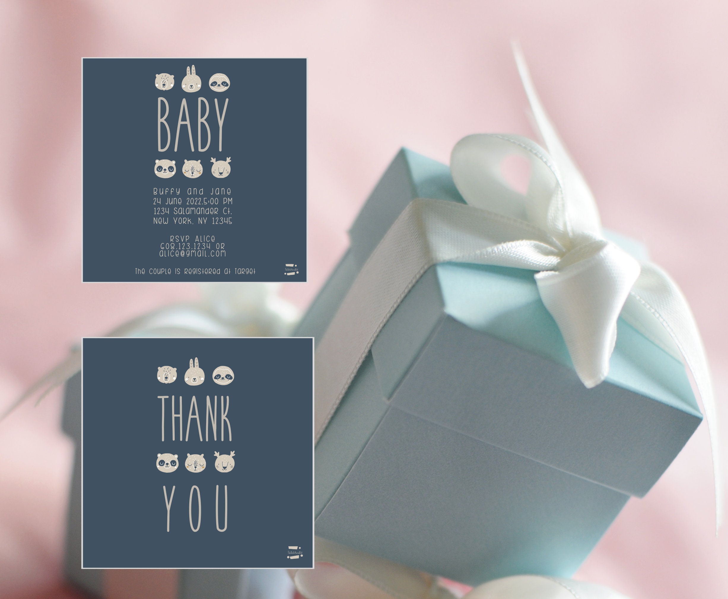 Plantilla de invitación para baby shower con tarjeta de - Etsy México