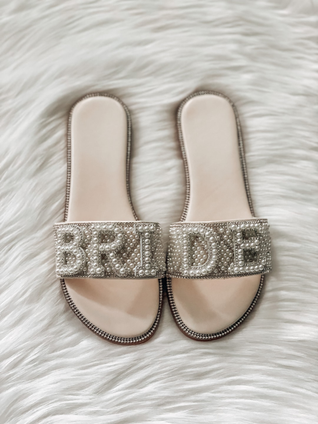 Customized Pearl Rhinestone Slide Sandals | Bridal Gifts | Wedding - Etsy