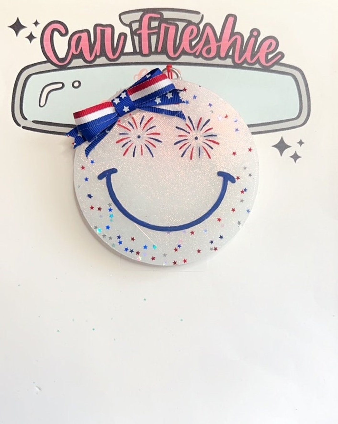 Smiley Face Fireworks 4th of July Freshie. Red White & Blue Car Freshie ...