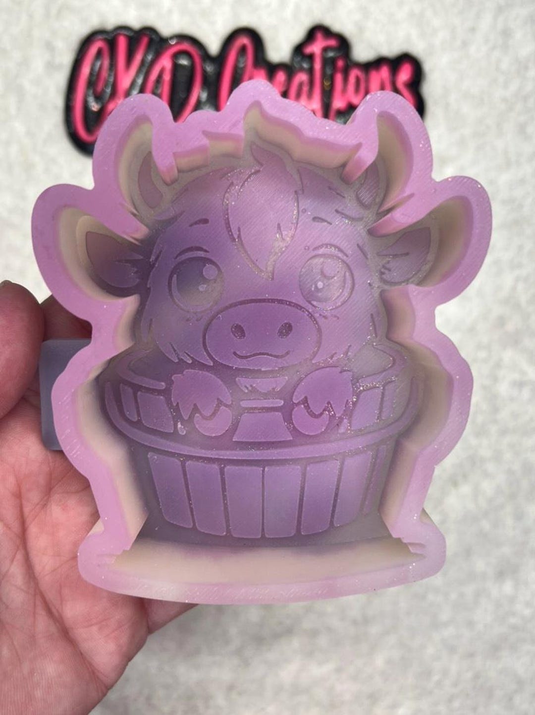 Highland Cow in a Barrel Freshie Mold. Highland Cow Mold. Cow Freshie ...
