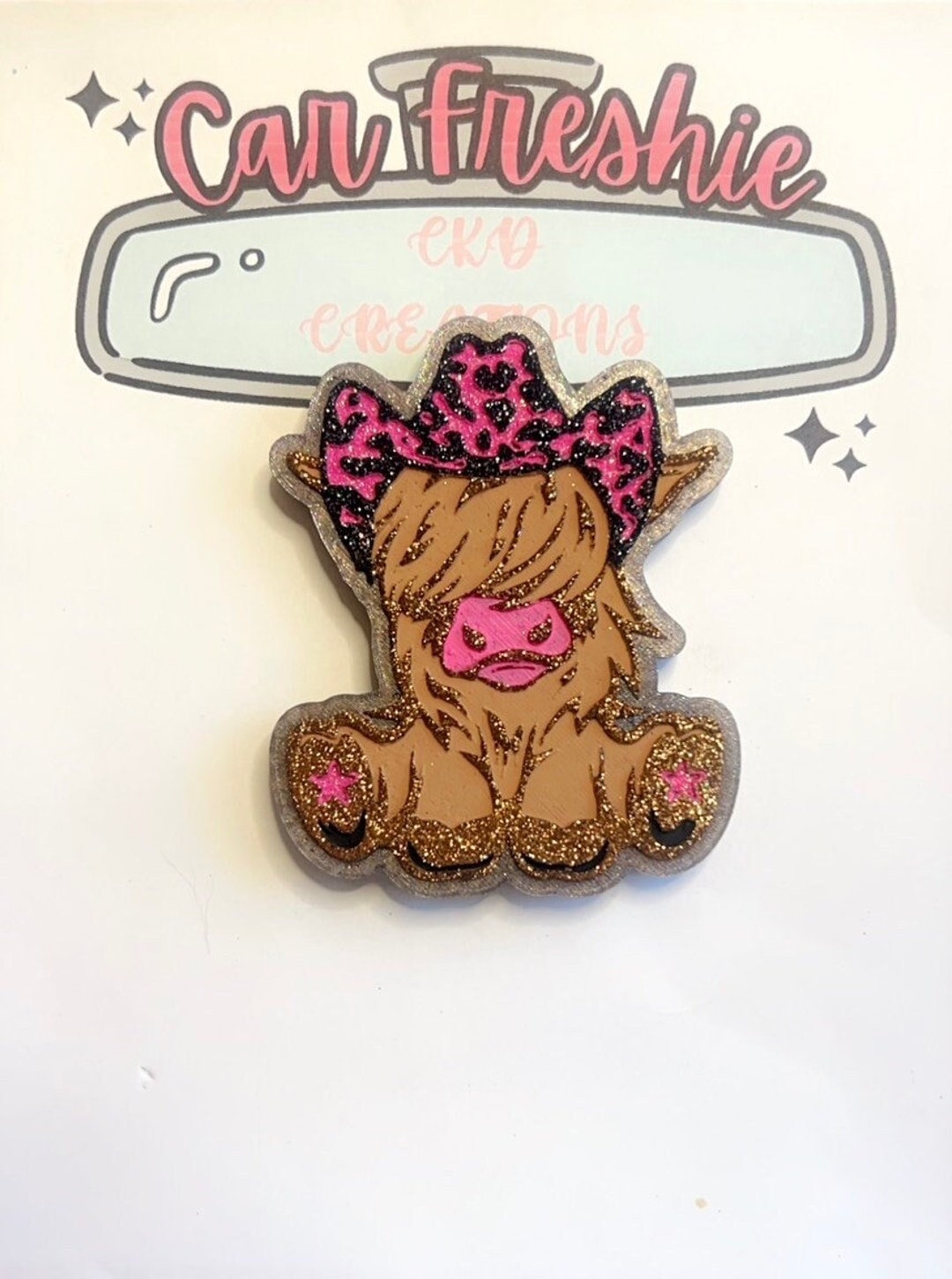 Customizable Highland Cow Freshie. Highland Cow With Cowboy Hat Freshie ...