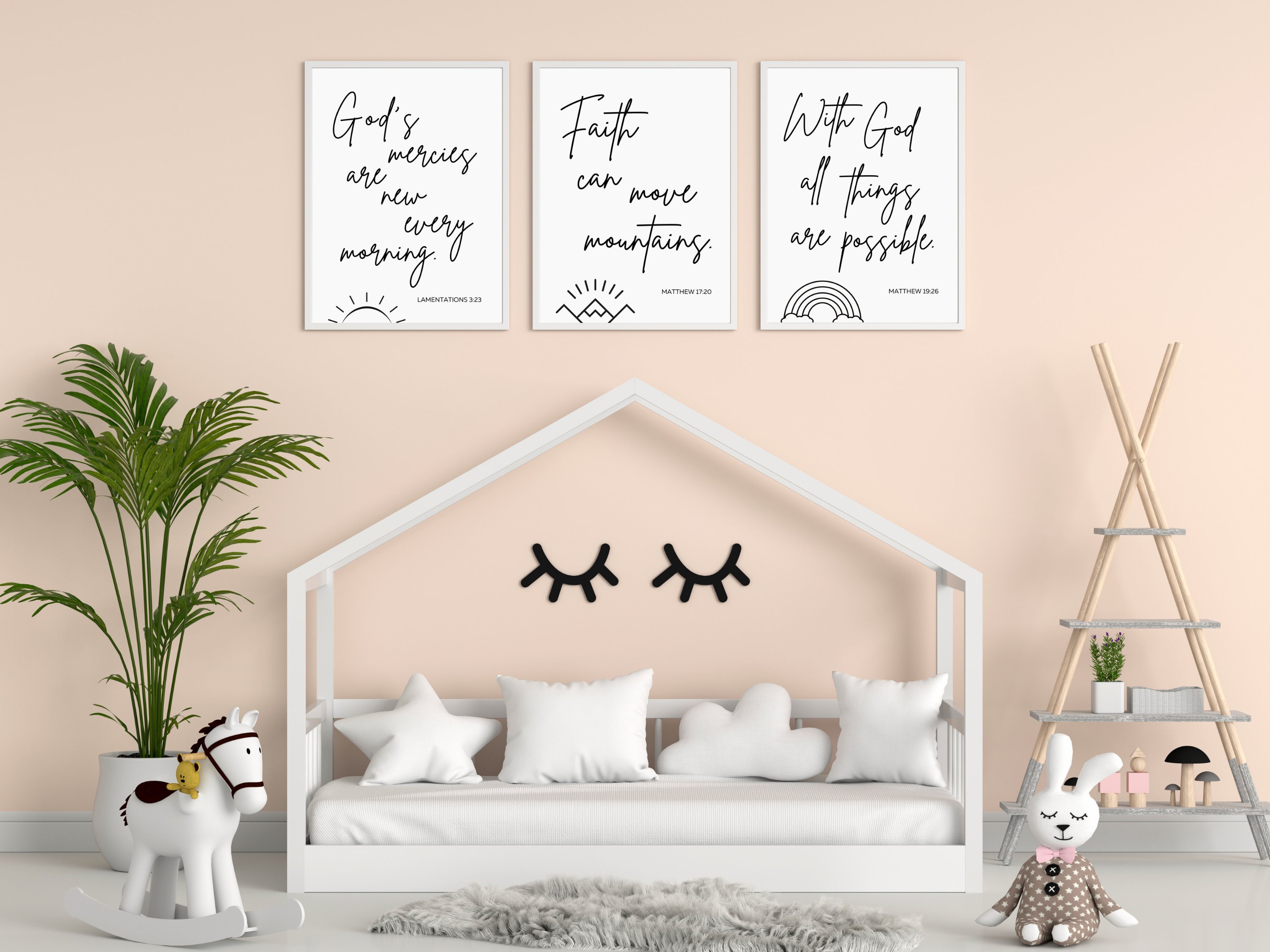 Christian Nursery Decor Kids Bible Verse Wall Art Set of 3 - Etsy