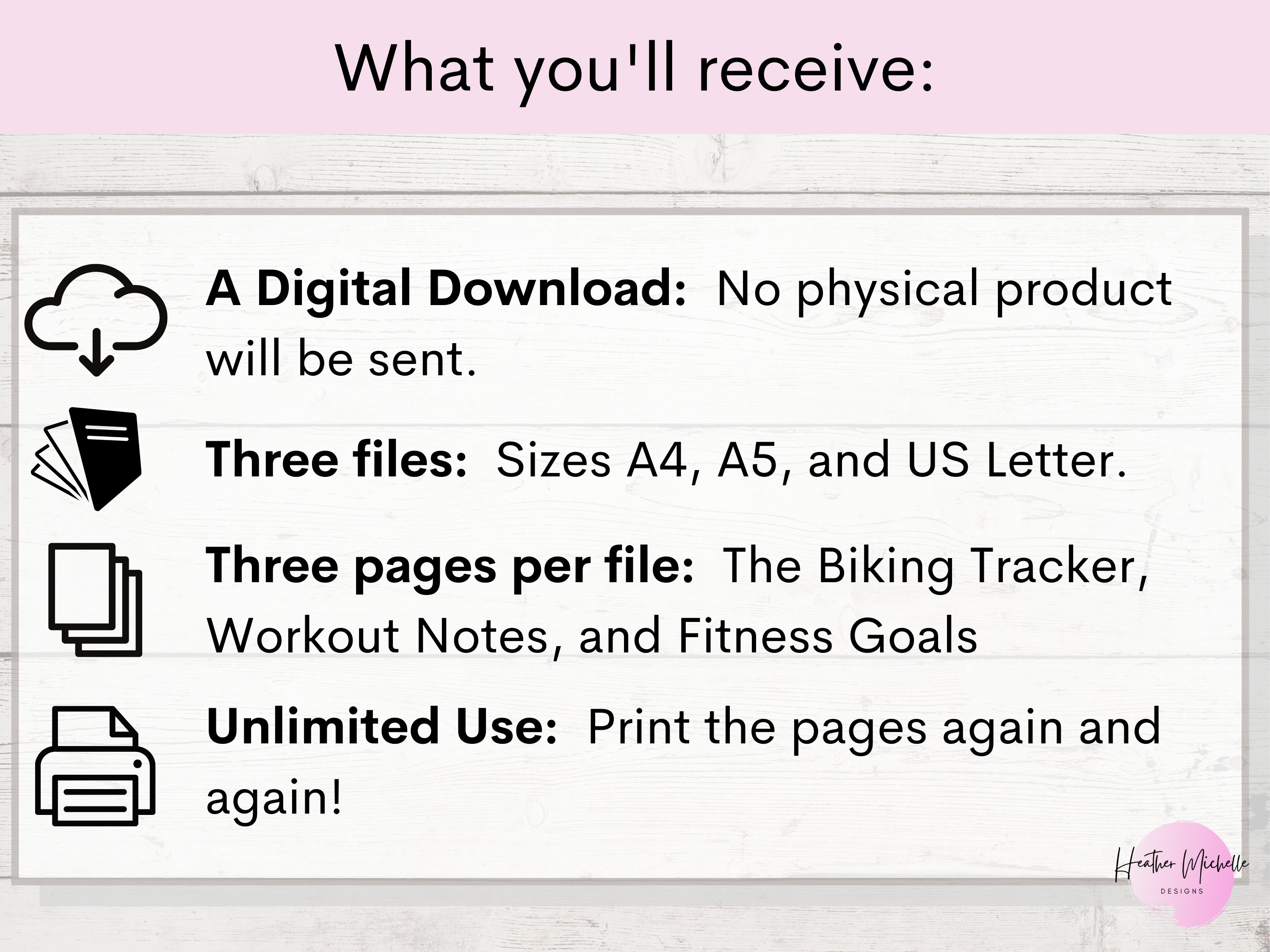 Weekly Bike Workout Tracker | Printable PDF in Blue | Available in US ...