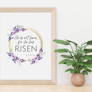 He is Not Here, for He is Risen Sign | Easter Print | Bible Verse Wall ...