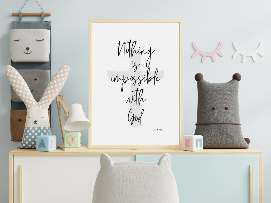 Nothing is Impossible With God Bible Verse Wall Art - Etsy
