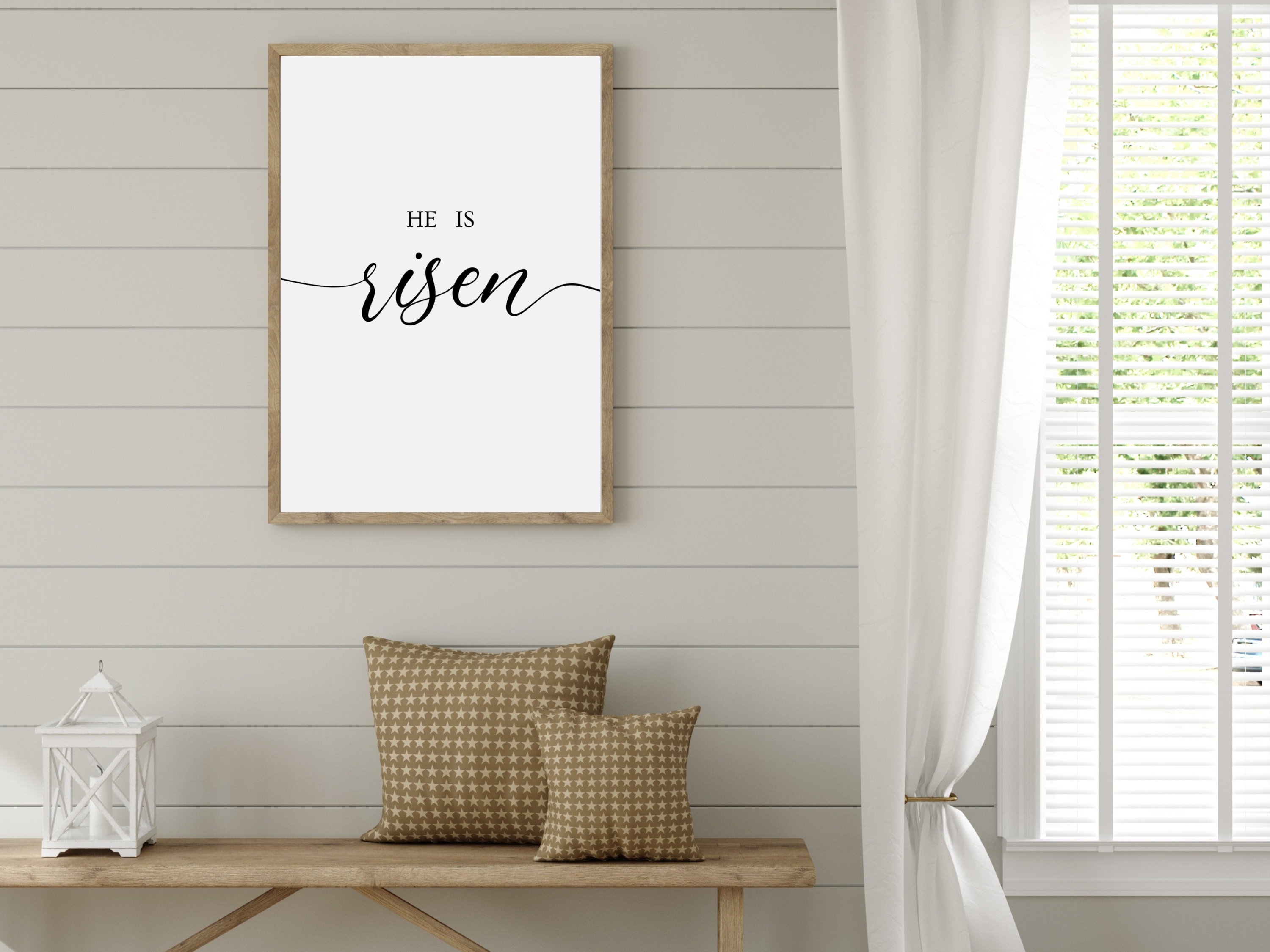 He is Risen Sign Matthew 28:6 Bible Verse Wall Art Printable Christian ...