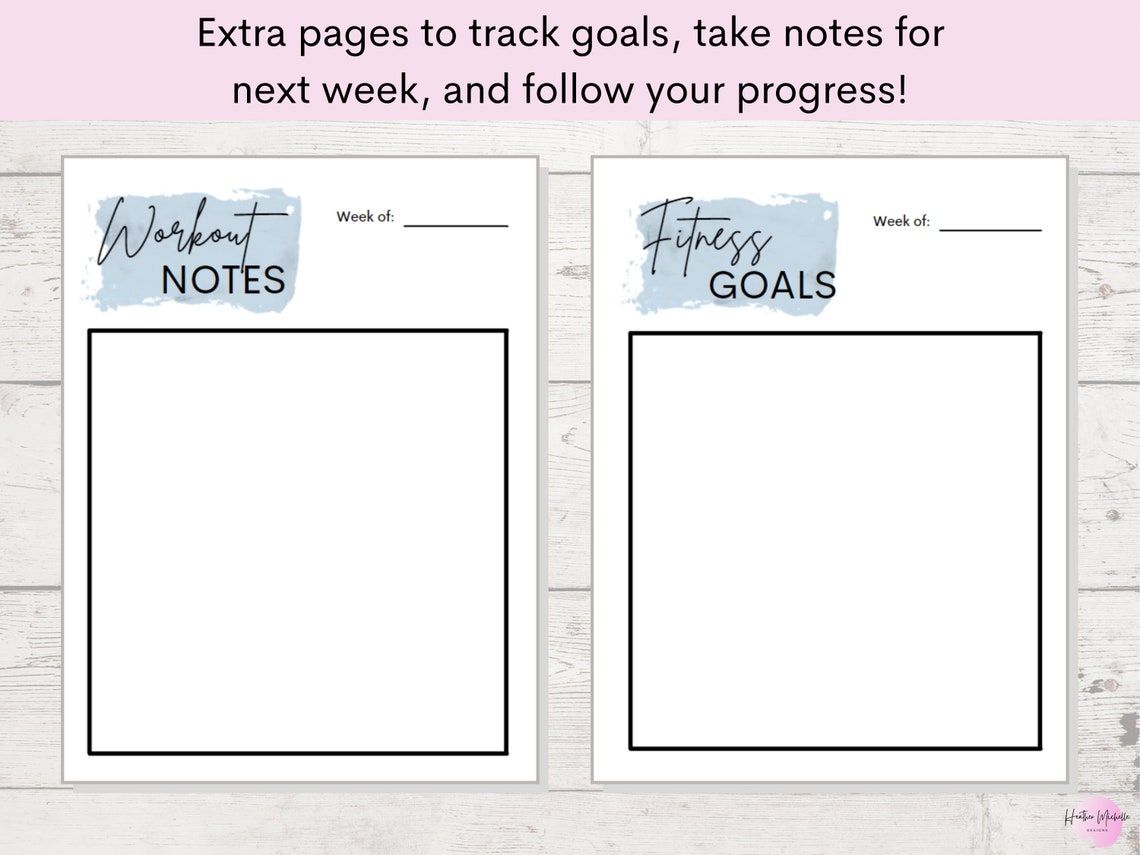 Weekly Bike Workout Tracker | Printable PDF in Blue | Available in US ...