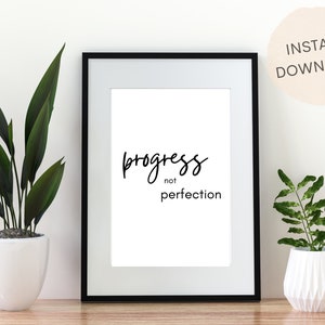Progress Not Perfection Motivational Wall Art Printable for Home ...
