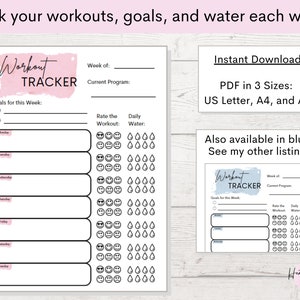 Weekly Fitness Workout Tracker | Printable PDF in Pink | Available in ...