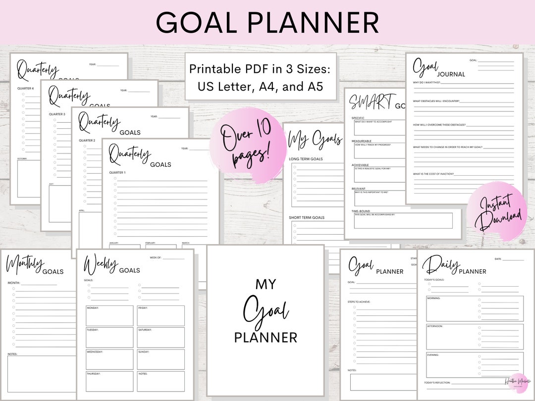 Goal Planner Bundle | Goal Tracker Printable | SMART Goals | Plan & Set ...