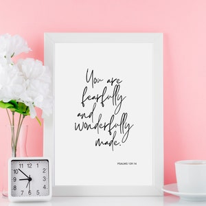 You Are Fearfully and Wonderfully Made | Bible Verse Wall Art Printable ...