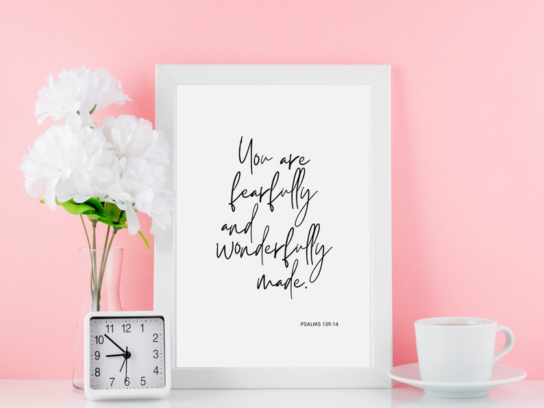You Are Fearfully and Wonderfully Made | Bible Verse Wall Art Printable ...