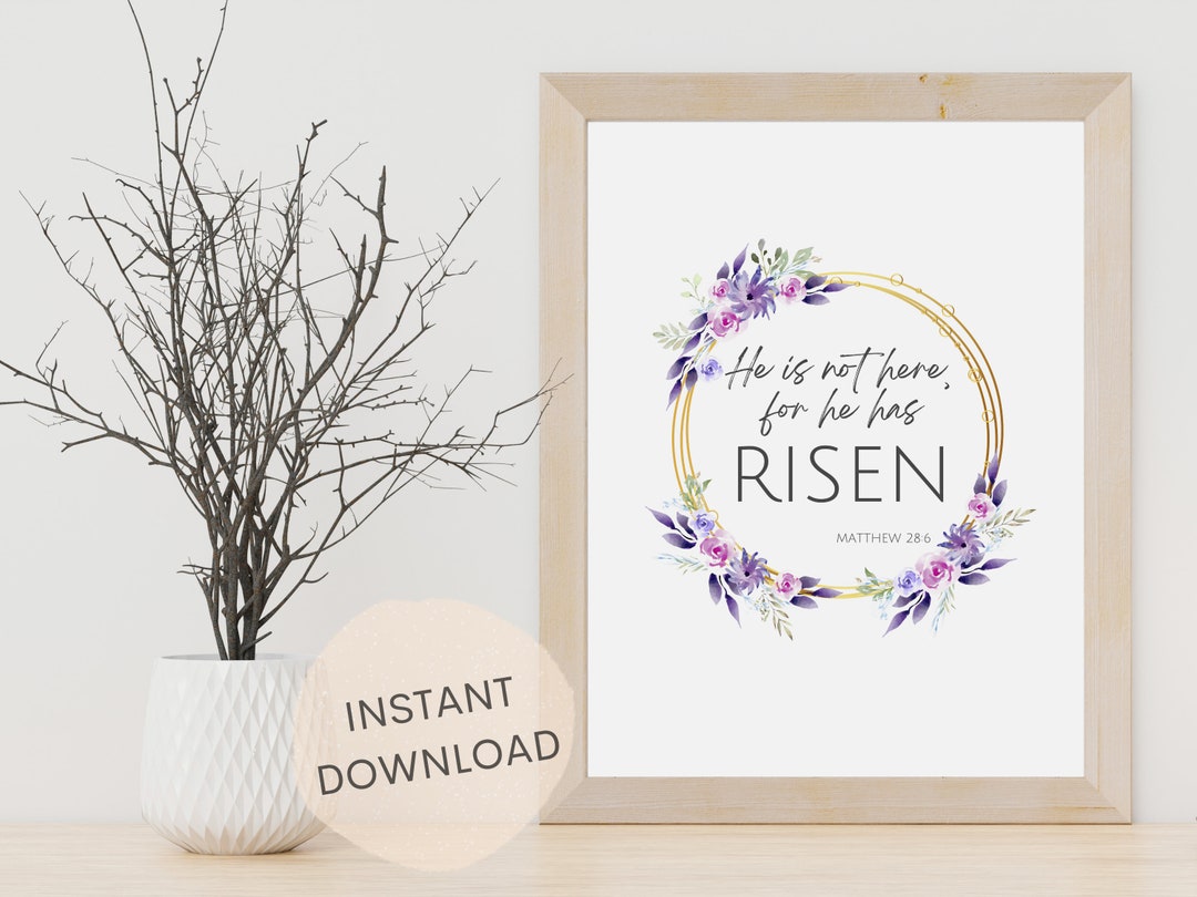 He is Not Here, for He is Risen Sign | Easter Print | Bible Verse Wall ...