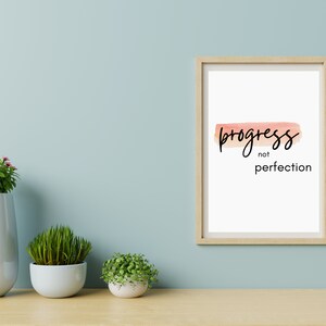 Progress Not Perfection Motivational Wall Art Printable for Home ...
