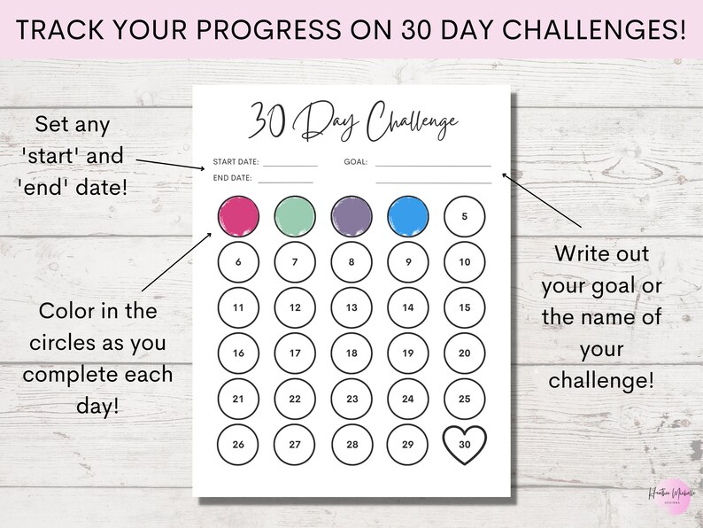 30 Day Challenge Tracker Bundle Habit Tracker Selfcare - Etsy