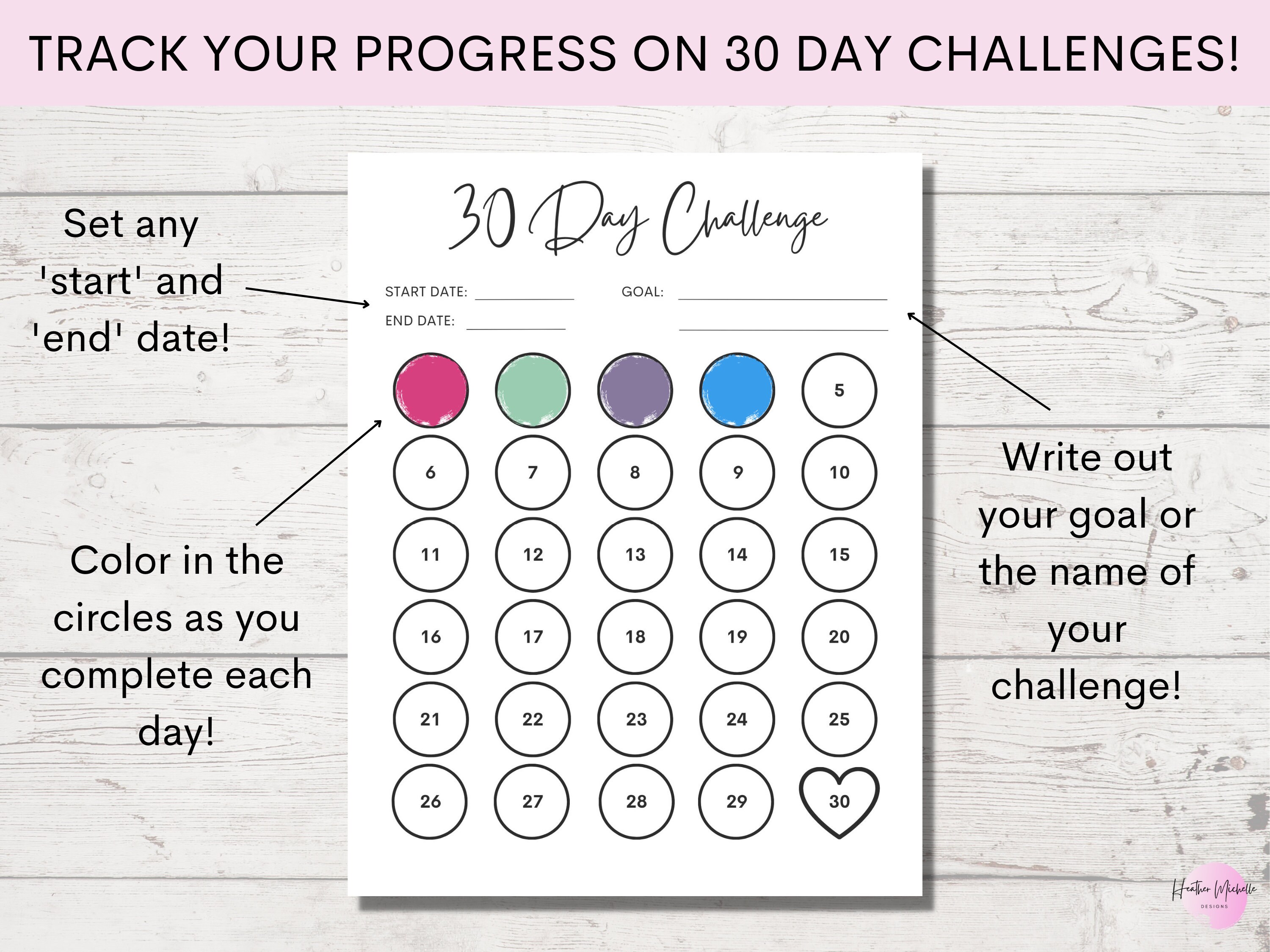 30 Day Challenge Tracker Bundle Habit Tracker Selfcare - Etsy