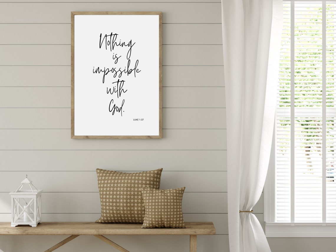 Nothing is Impossible With God Bible Verse Wall Art - Etsy
