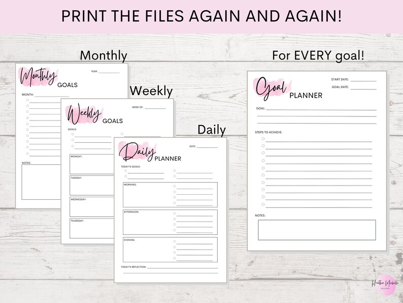 Goal Planner Bundle | Plan and Set Yearly, Monthly and Weekly Goals ...
