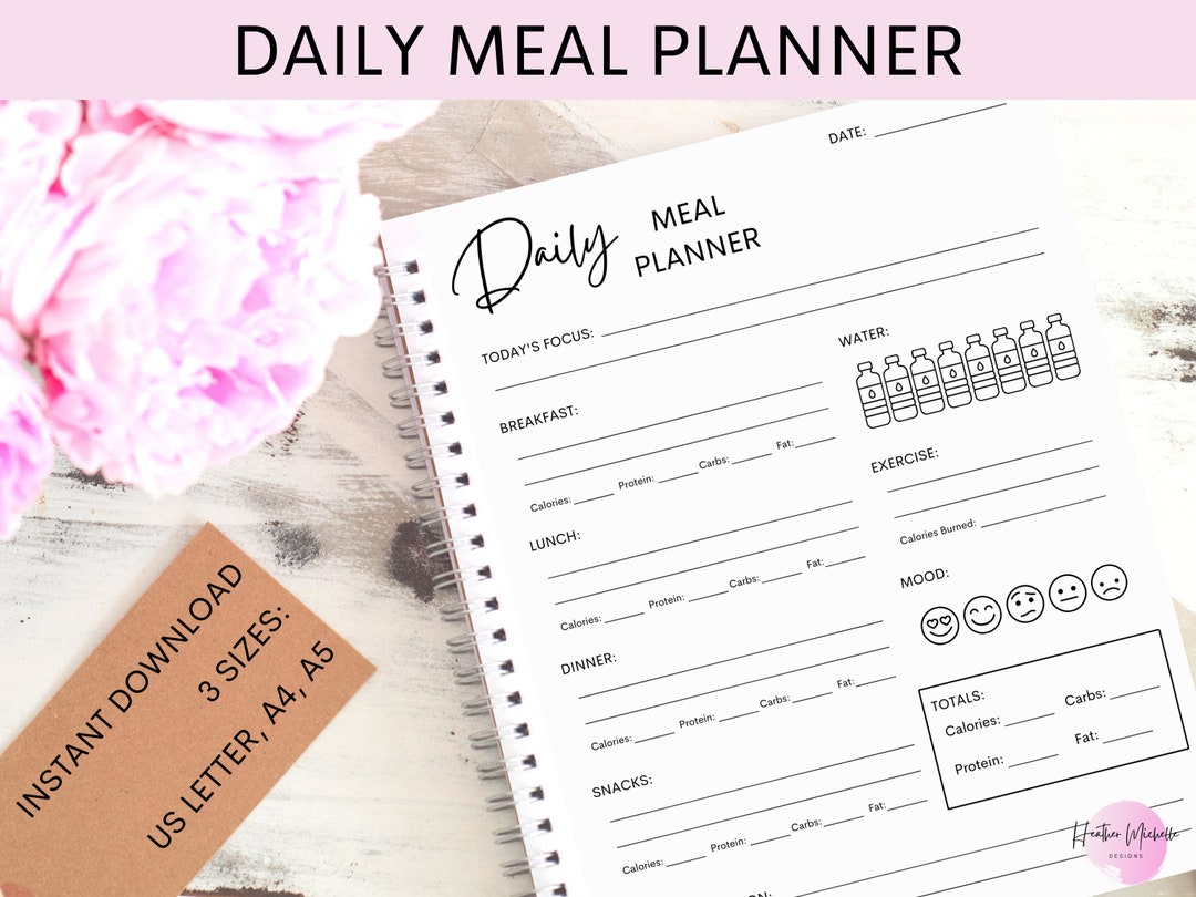 Daily Meal Planner | Food Log | Food Diary Printable | Food Journal ...