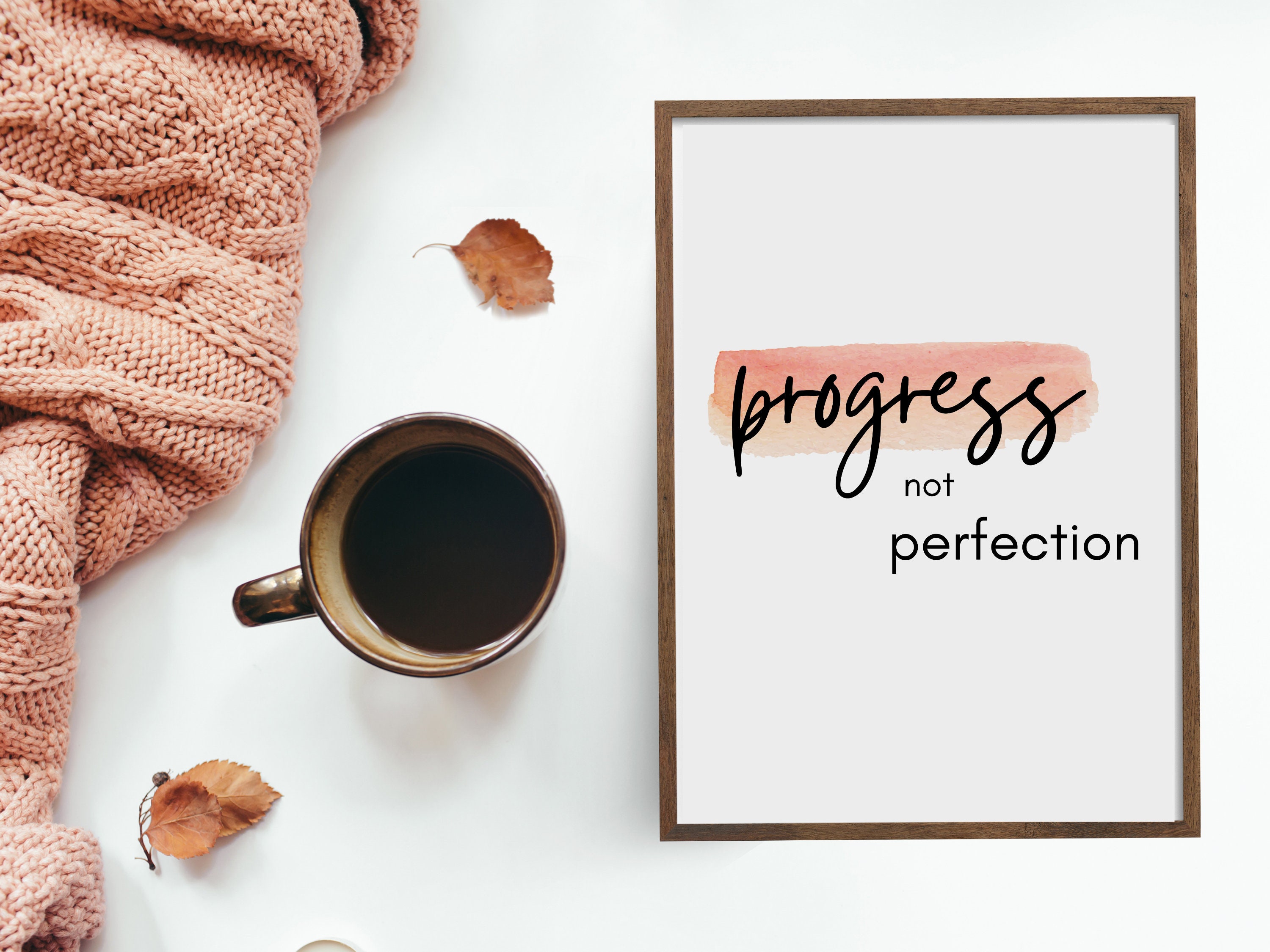 Progress Not Perfection Motivational Wall Art Printable for - Etsy