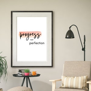 Progress Not Perfection Motivational Wall Art Printable for Home ...