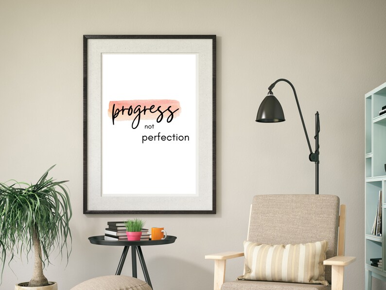 Progress Not Perfection Motivational Wall Art Printable for - Etsy