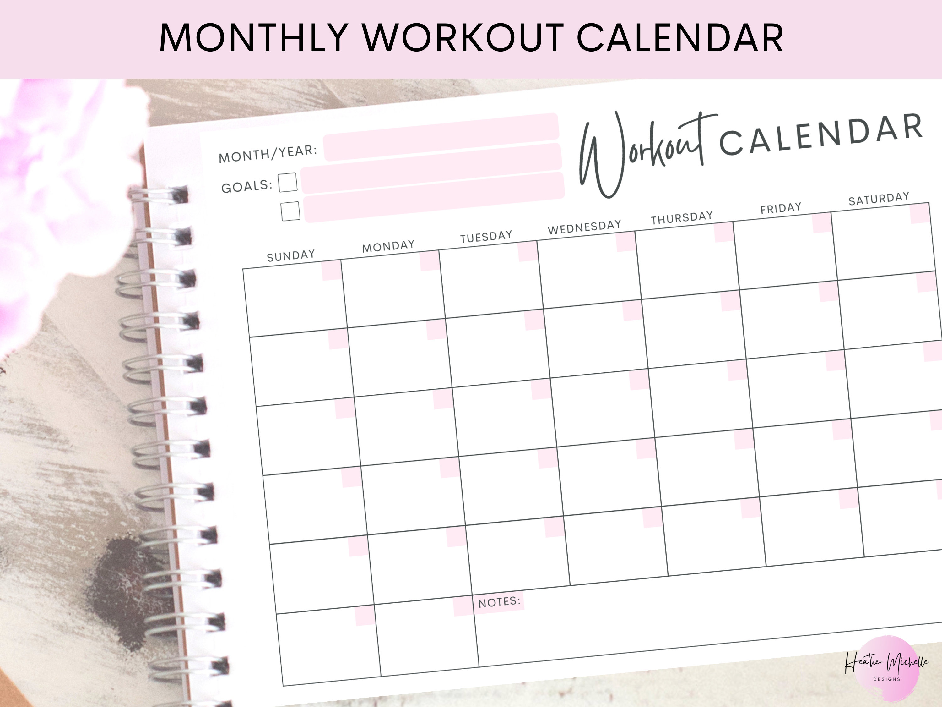 Monthly Workout Planner | Fitness Tracker | Printable PDF | Available ...