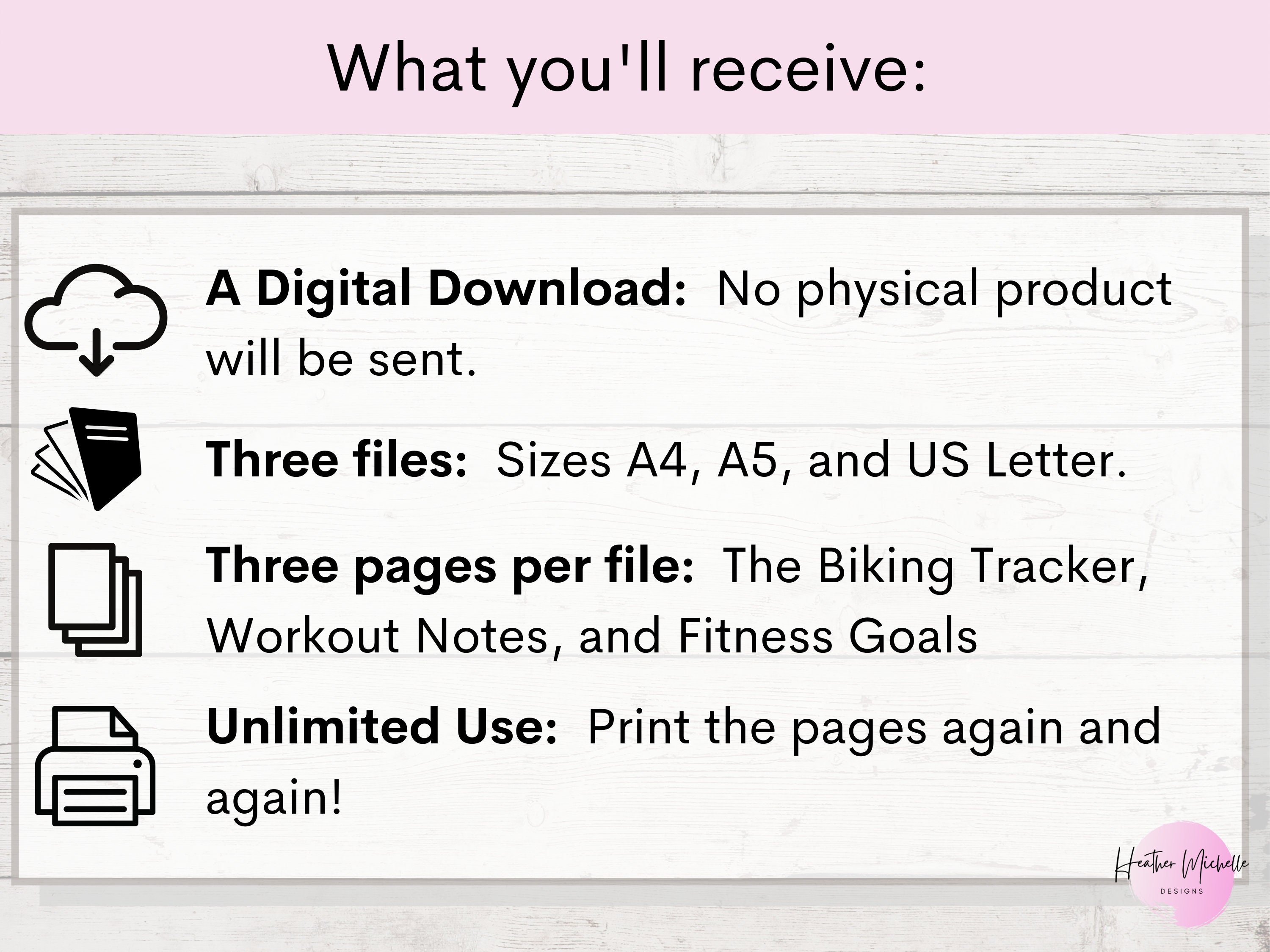 Weekly Bike Workout Tracker Printable PDF in Pink - Etsy