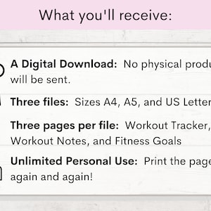 Weekly Fitness Workout Tracker | Printable PDF in Pink | Available in ...