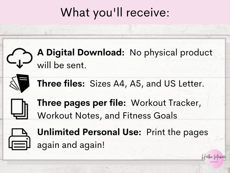Weekly Fitness Workout Tracker | Printable PDF in Pink | Available in ...