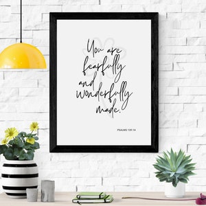 You Are Fearfully and Wonderfully Made | Bible Verse Wall Art Printable ...