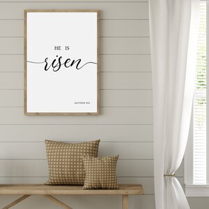 He is Risen Sign | Easter Decor | Bible Verse Wall Art Printable ...