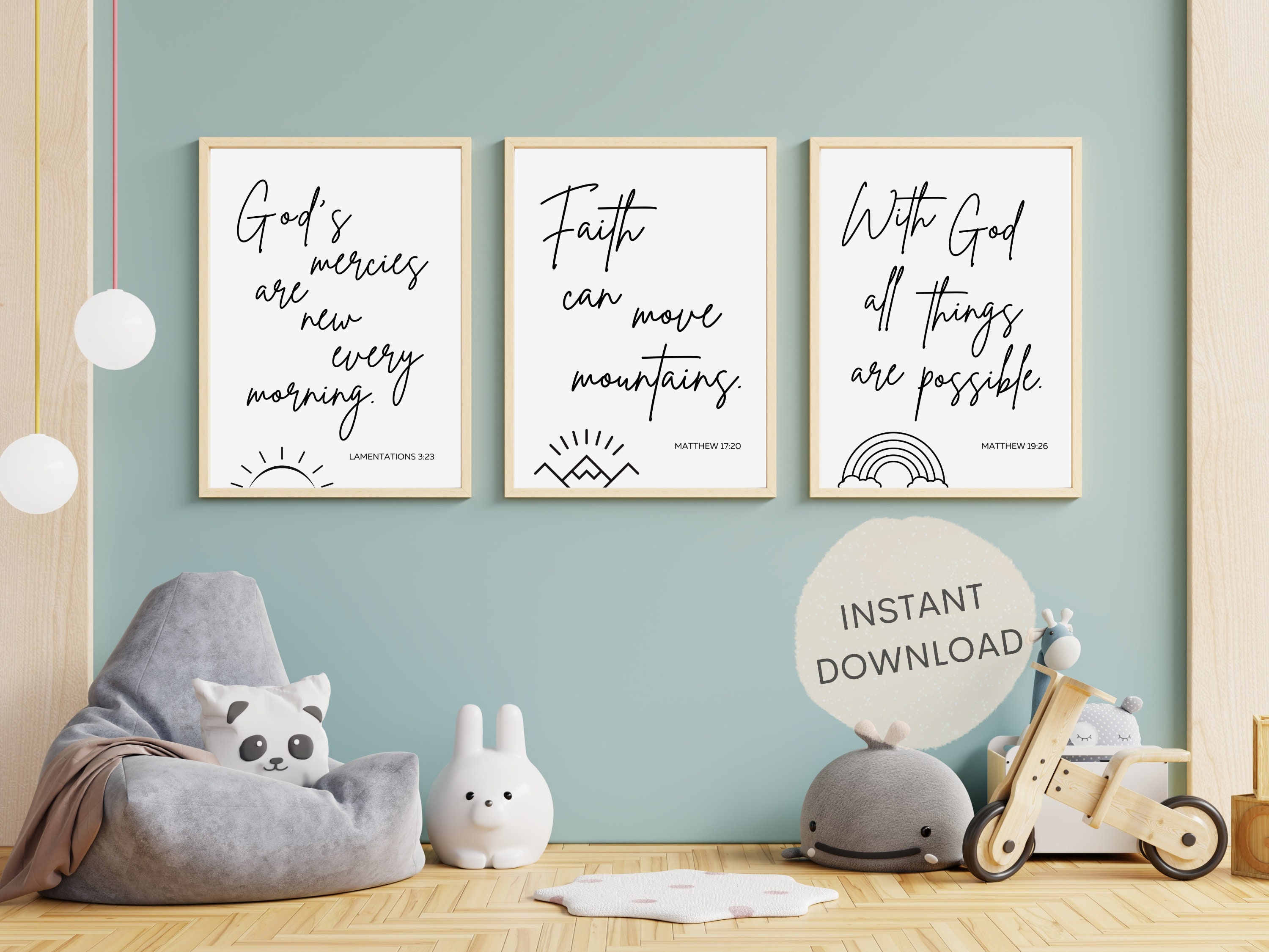 Christian Nursery Decor Kids Bible Verse Wall Art Set of 3 - Etsy