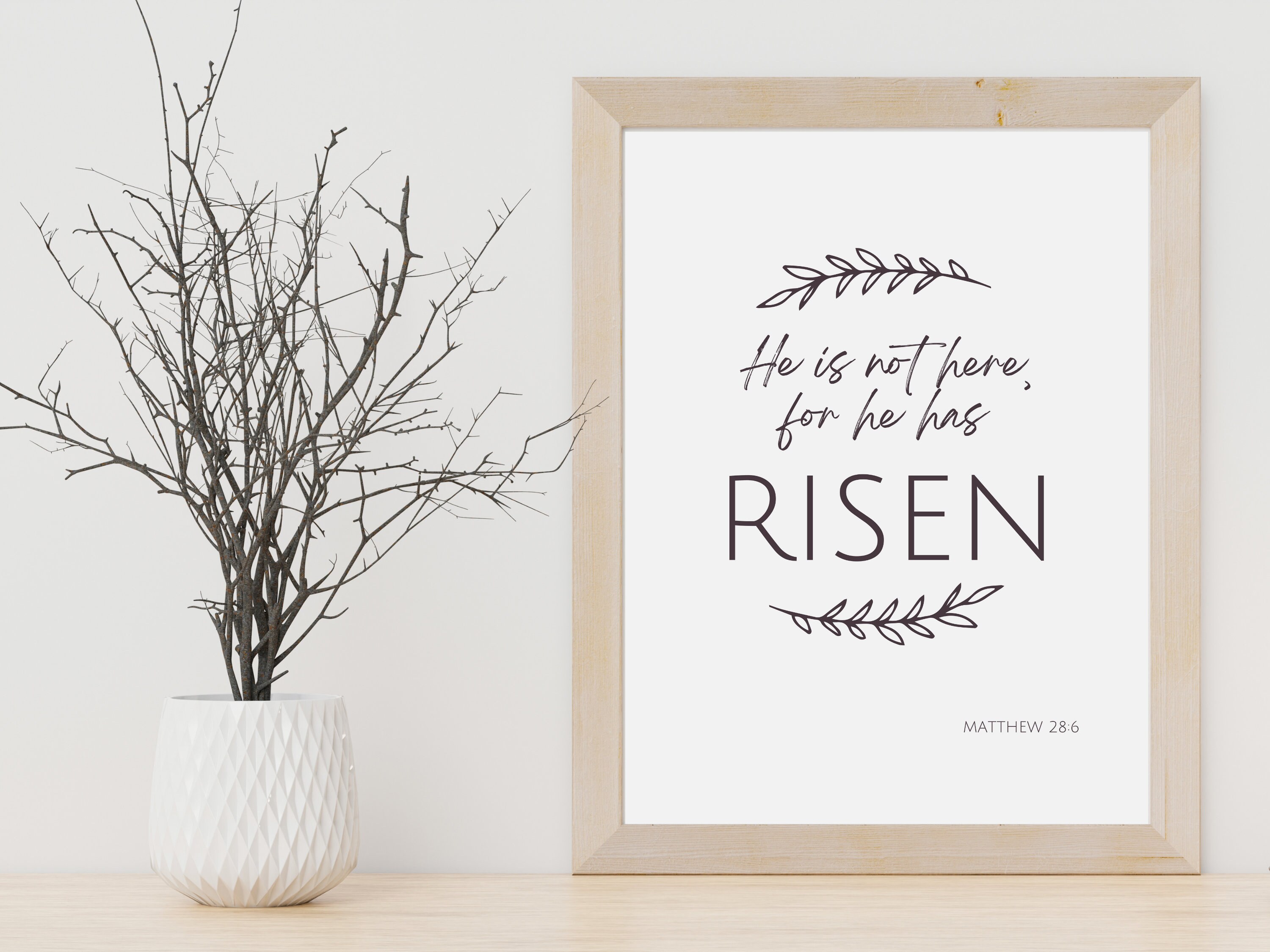 He is Not Here, for He is Risen Print | Branch Wreath | Easter Sign ...
